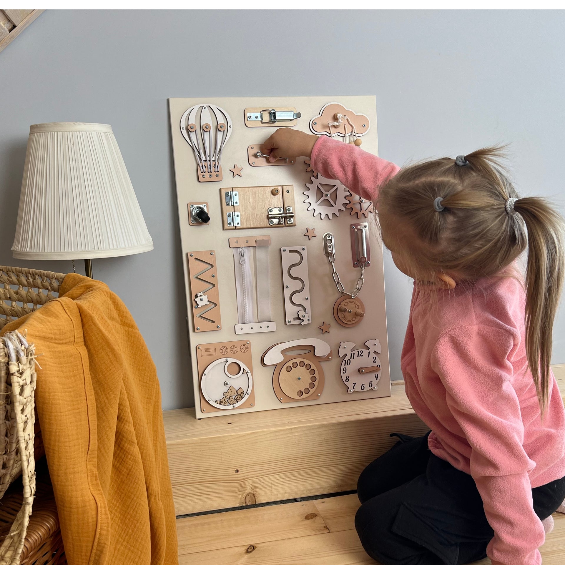 Explore the Vertical Beige Busy Board Loaded with Activities ...